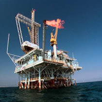 Oil rig on fire in North Sea